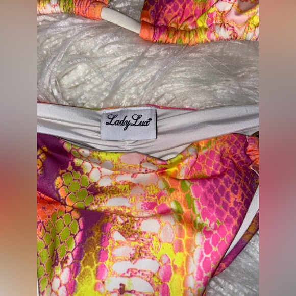 lady lux | Swim | Pink And Yellow String Bikini Swimwear | Poshmark